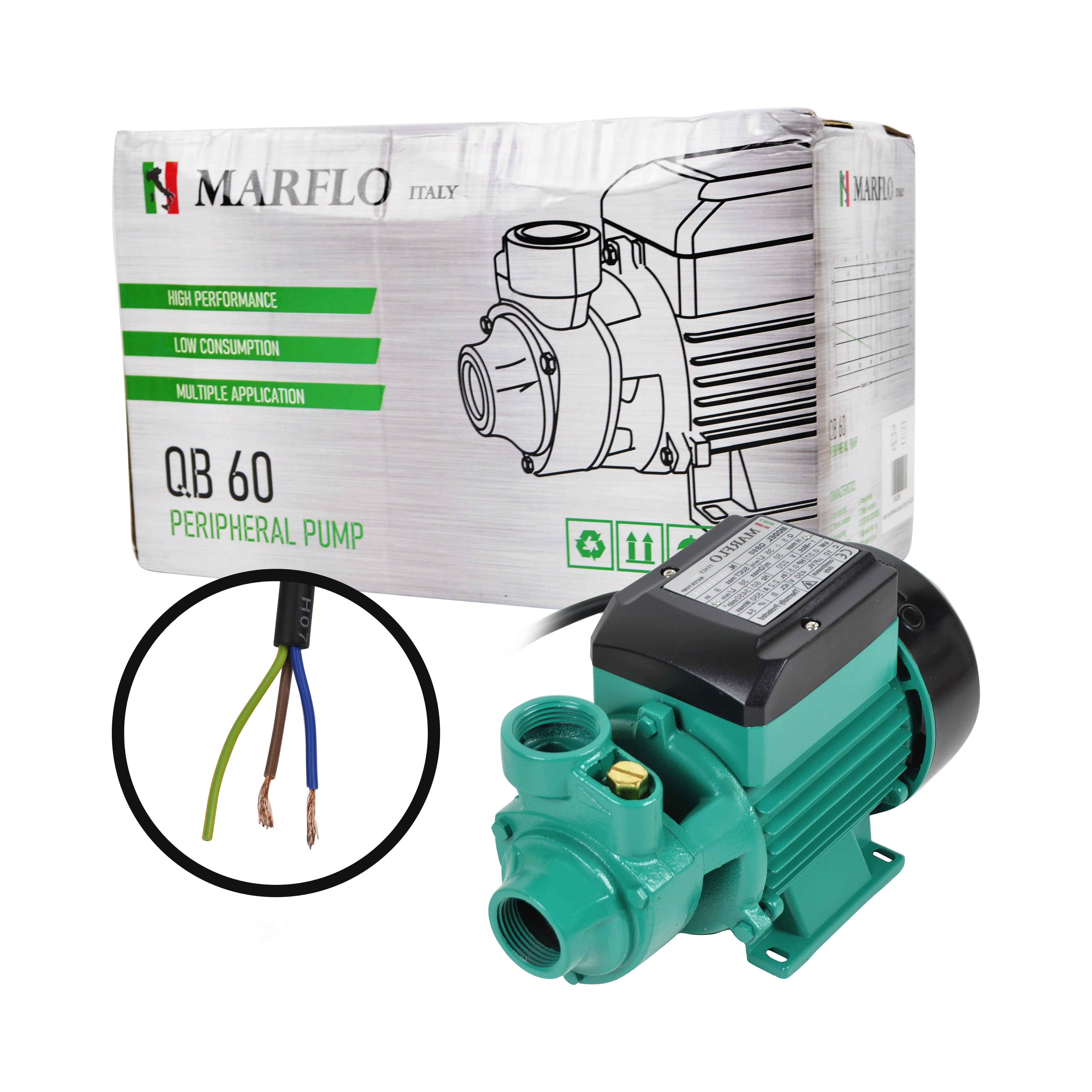 Marflo Italy by Winland High Performance Peripheral Water Pump MF-QB60 ...
