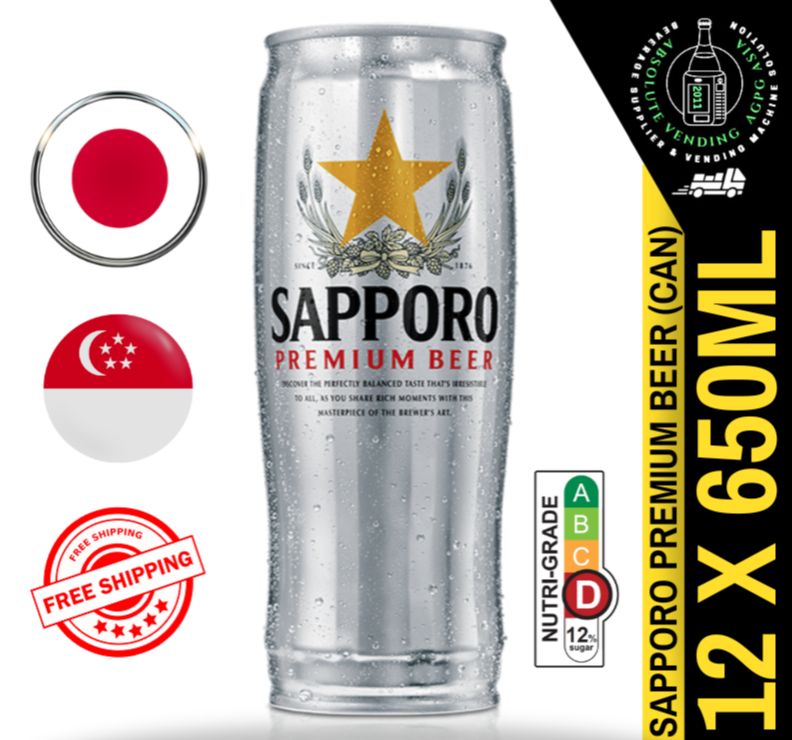 SAPPORO Japanese Premium Draft Beer 650ML X 12 (CAN) | Lazada Singapore