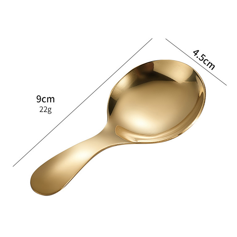 Cute Stainless Steel Spoon Short Handle Gold Ice Cream Tea Coffee Spoon ...