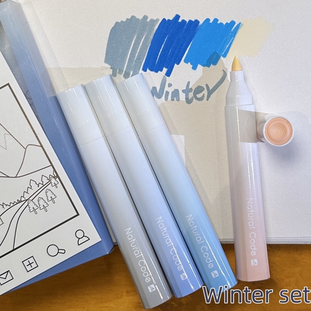 【The Quiet Page】4pcs Nature Code Art Marker Pens Set Soft Brush Acrylic ...