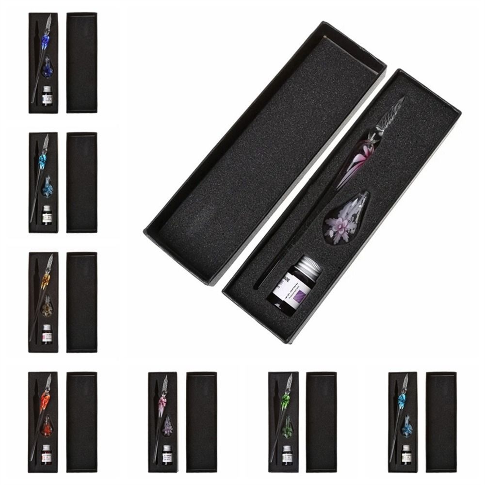 DIY Craft Vintage Floral Dip Pen Signature Smooth Glass Fountain Pen ...