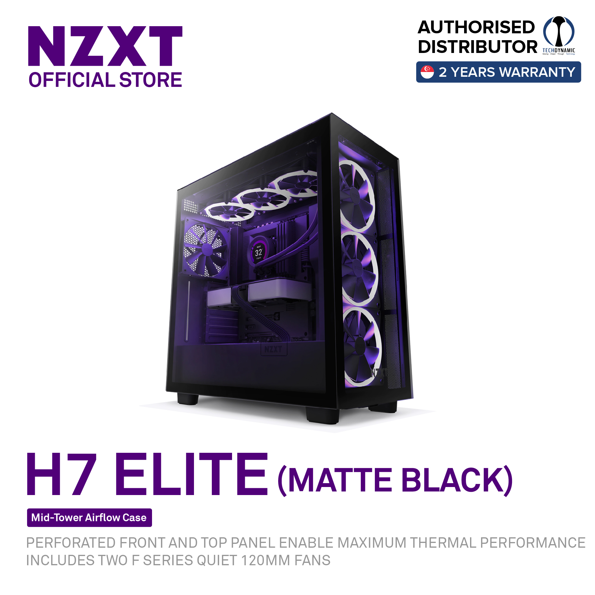 NZXT H7 Series : H7, Flow, Elite Minimalist Gaming PC Case [3 Color ...