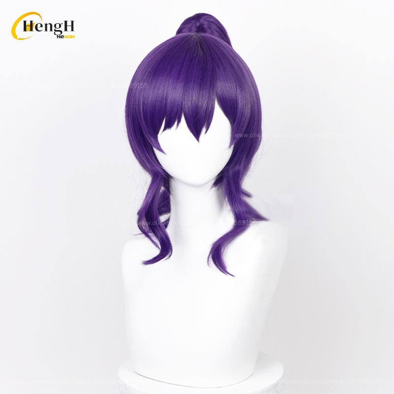 Asahina Mafuyu Cosplay Wig Anime 60cm Dark Purple Color Ponytail Wavy ...