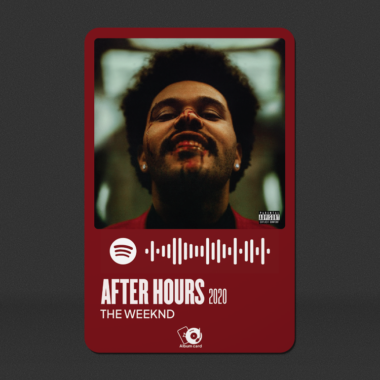 After Hours Album Card by The Weeknd | Scannable Spotify Card with ...