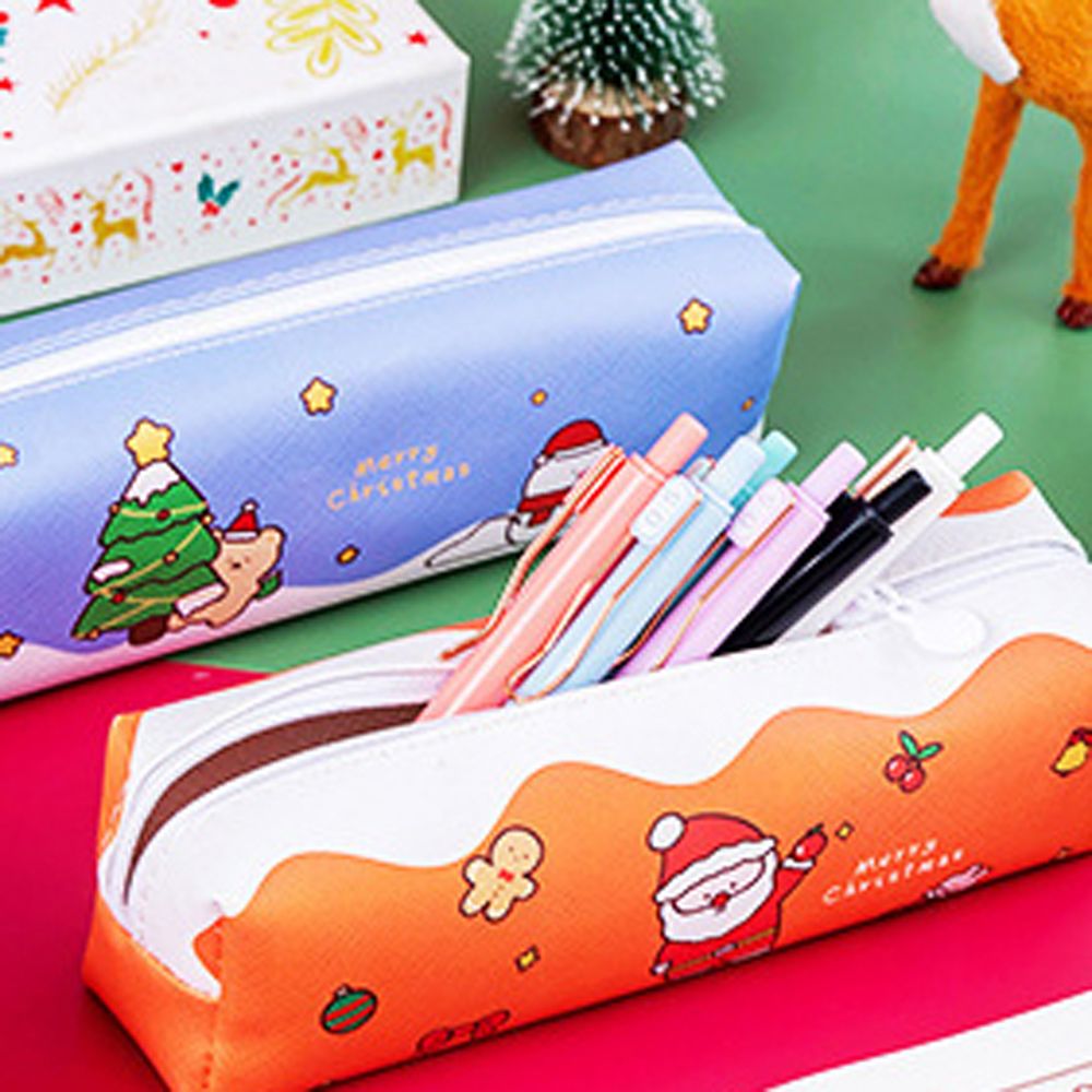 Student PU Snowman Zipper Santa Claus Large Capacity Christmas Tree ...