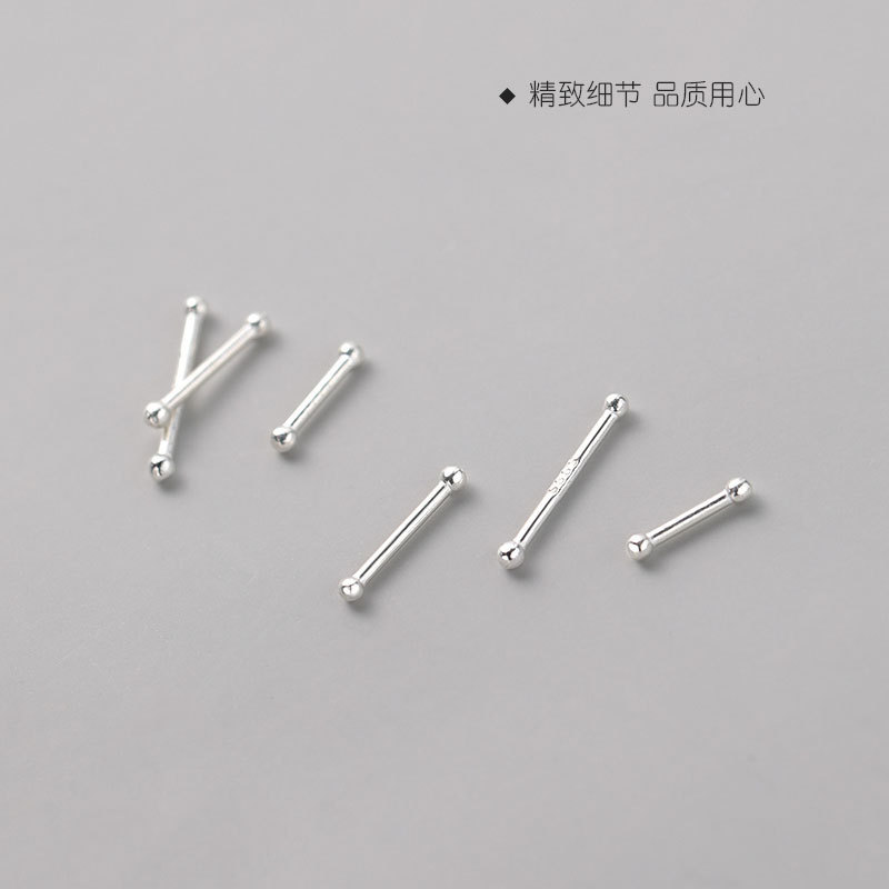 Basic s999 Earrings Simple Double-headed Round Beads Ear Stick Ear ...