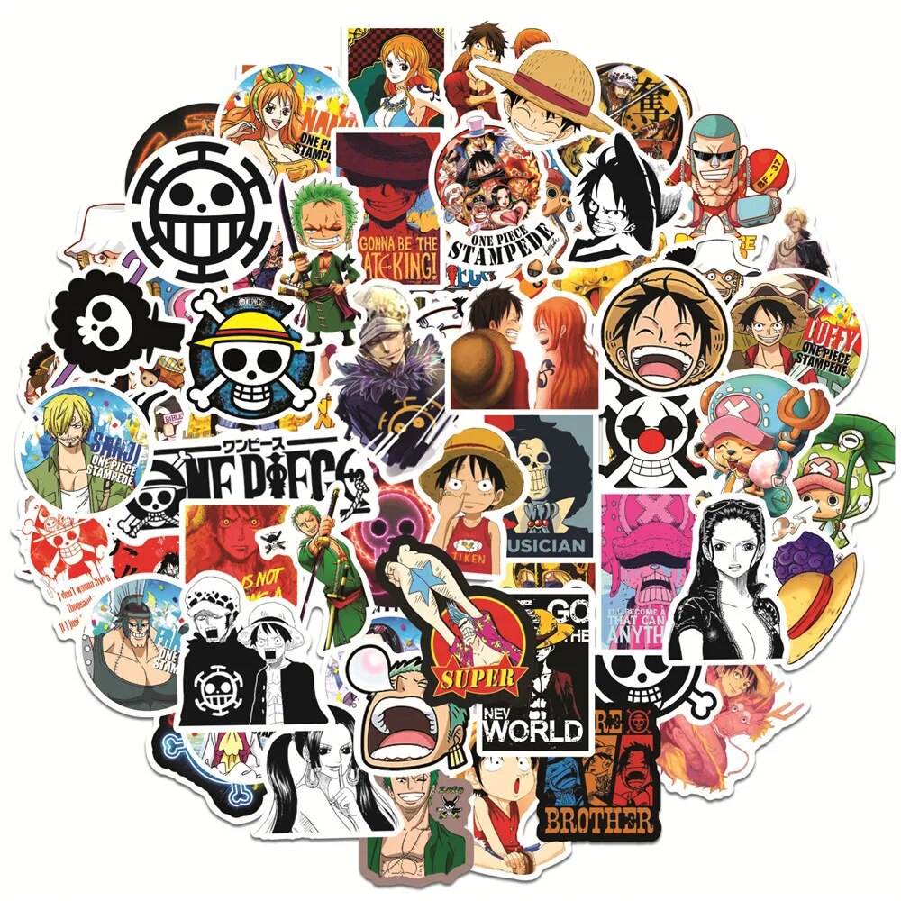100 s Varied Anime Stickers One Piece Demon Slayer Dragon Ball Haikyuu ...