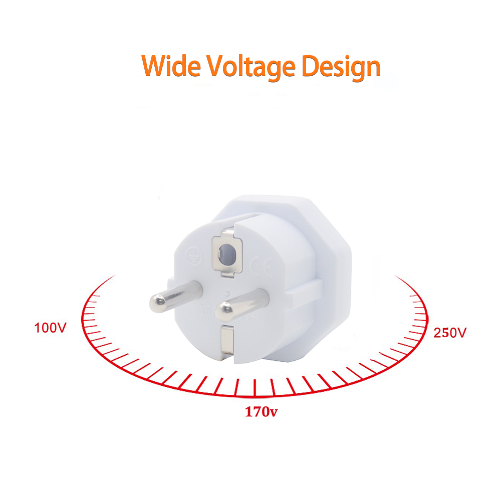 【Upgraded 】EU Plug Adapter 16A EU converter 2 Pin Socket Wall Socket AC 250V Travel Adapter plug ...