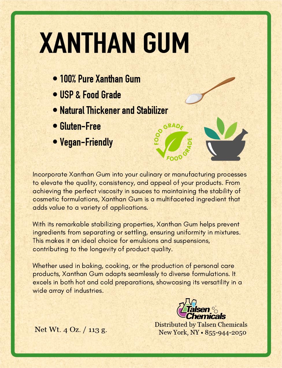 Xanthan Gum (4 Ounce / 113 Grams) Powder Xanthan Gum for Baking Gluten ...