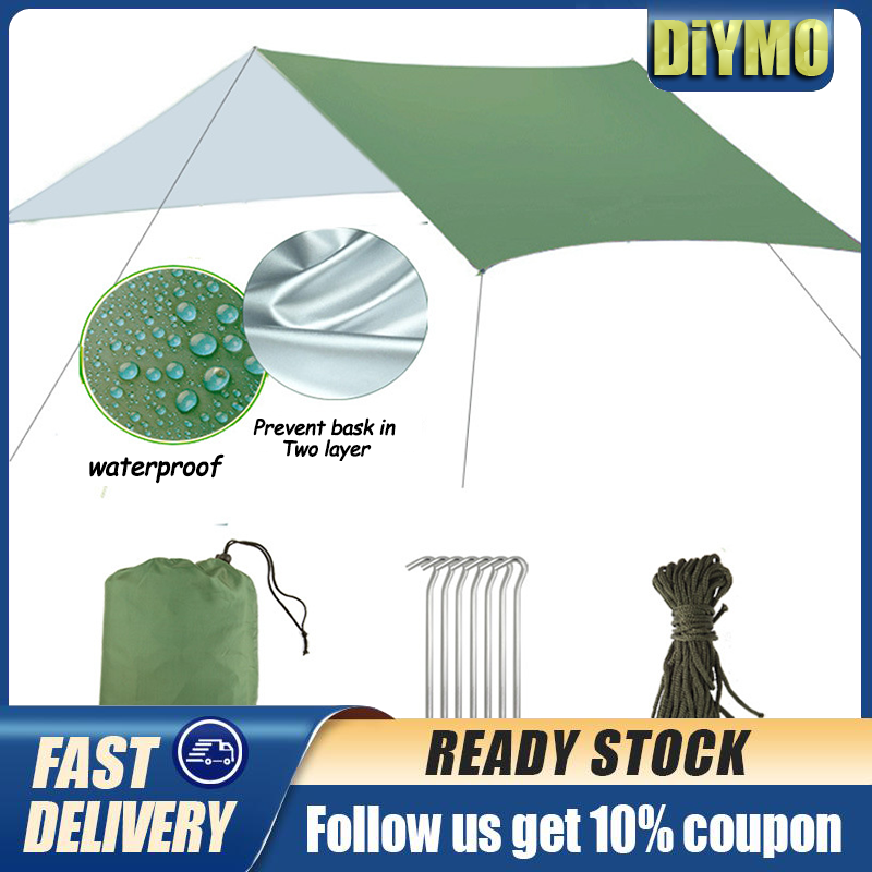 HOL 3x3m Awning Waterproof Trap Tent Shade Ultralight Garden Canopy ...