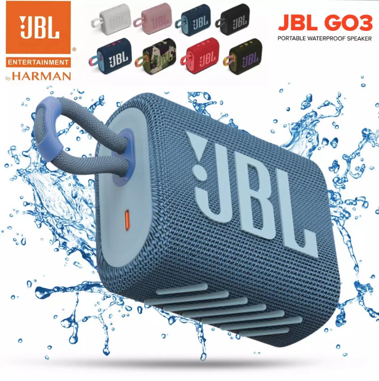 【แท้100%】JBL_Go3 ลำโพงบรูทูธไร้สาย ลำโพงกลางแจ้งซับวูฟเฟอร์แบบพกพากัน ...
