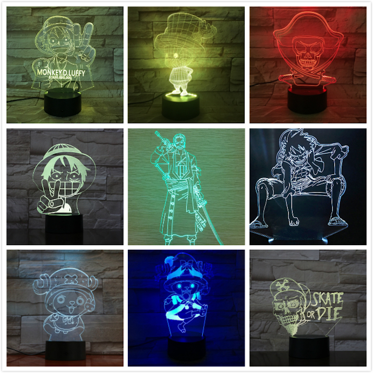 NEW 【Innovative design】One Piece 3D LED Night Light 7 Color Changing ...