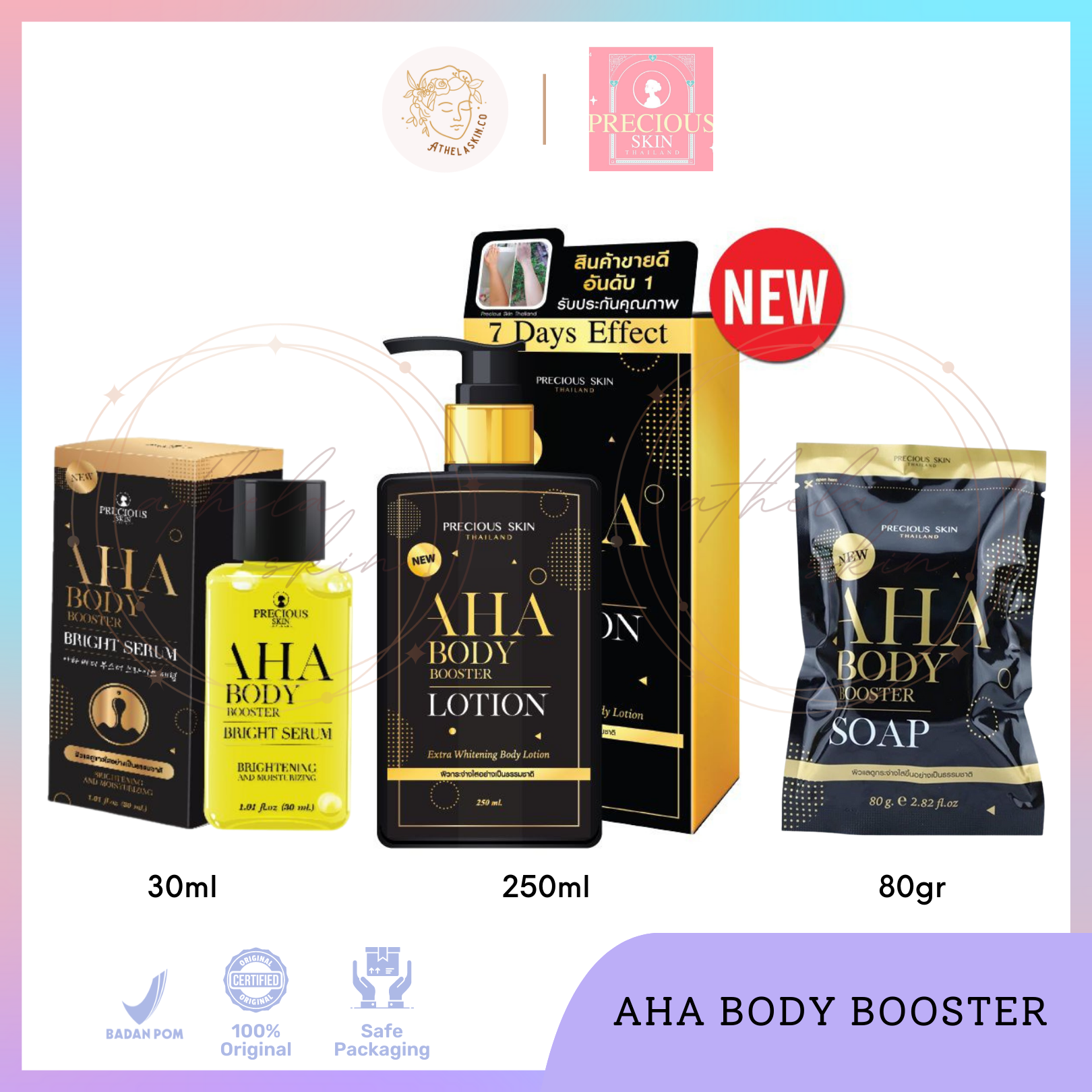 MIMI WHITE AHA BODY BOOSTER BRIGHT SERUM LOTION SABUN PRECIOUS SKIN ...