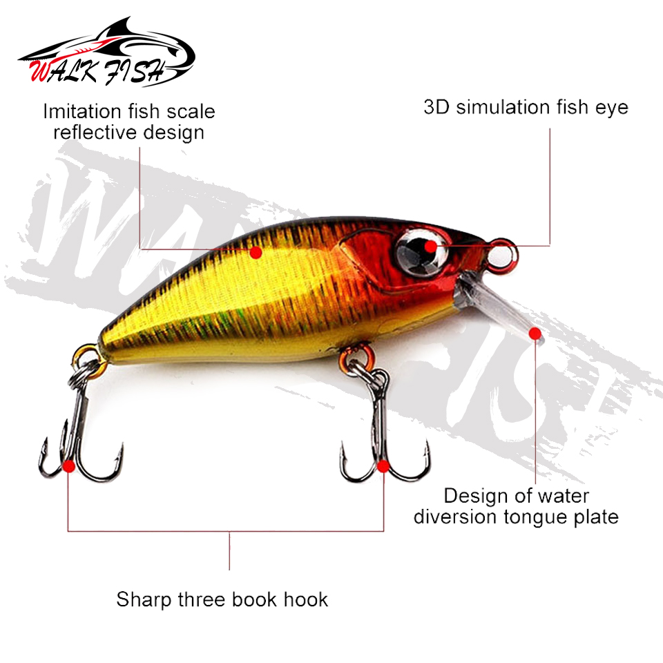 【M.M Hardware 】WALK FISH 1PCS 50mm/4.8g Fishing Bait Japanese Minnow Sinking Wobbler Artificial ...