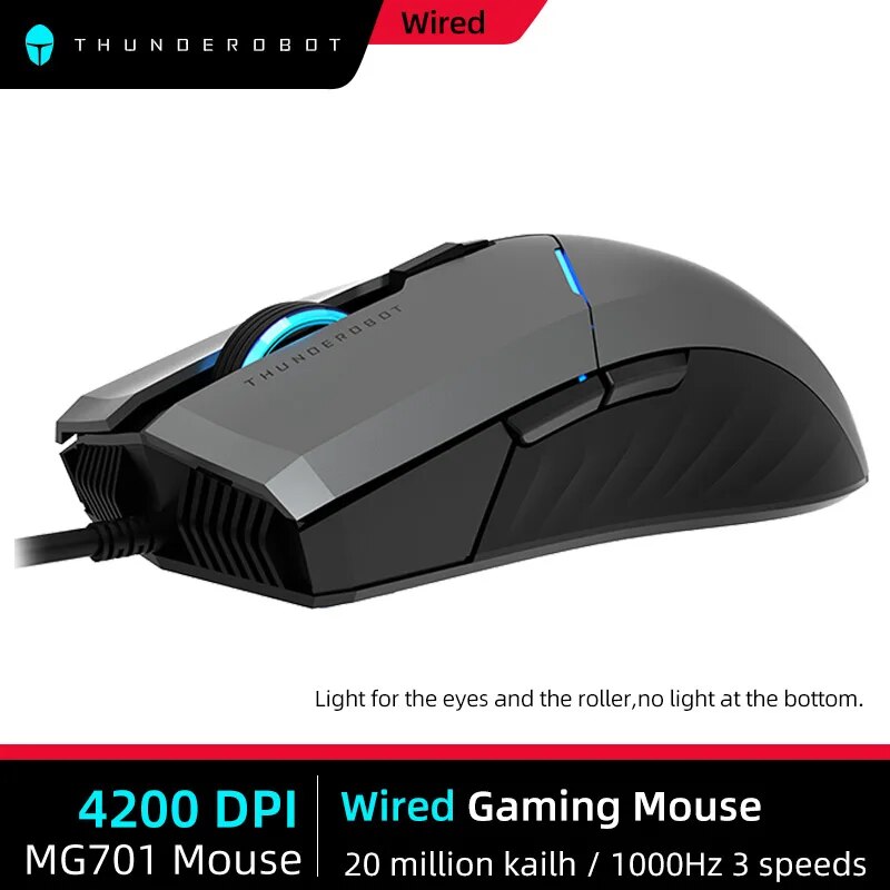 Thunderobot MG701 Wired Gaming Mouse 4200 DPI R Wired Mouse 20 Million Times Fretting For Laptop ...
