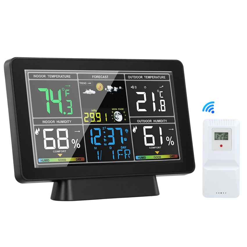 Wireless Weather Station with Outdoor Sensor 3 Adjustable Brightness ...