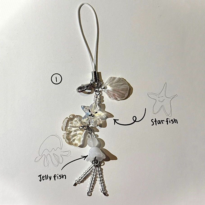 Cute Phone Charm Strap Summer Ocean Style Seashell Jelly Fish Pendant ...