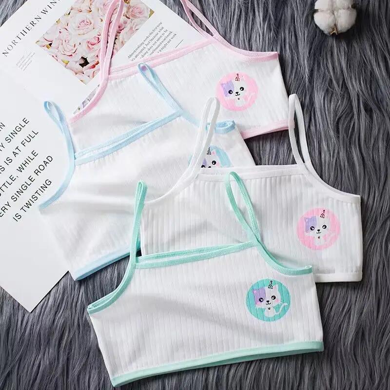 4pcs/set Lace Cotton Young Girls Training Bra Kids Vest Teens Teenage ...