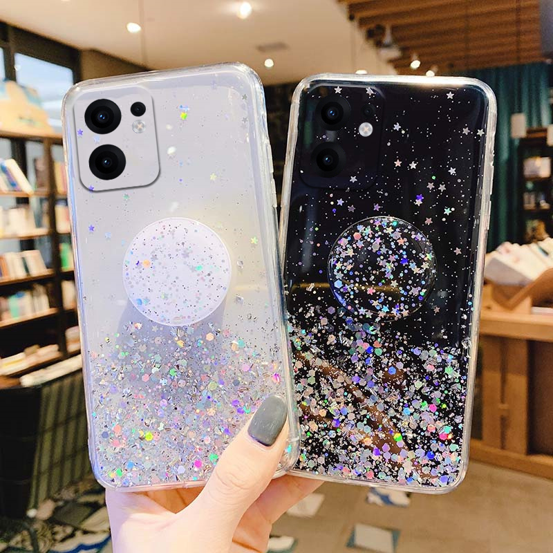 Phone cover OPPO Reno 13F Back case Glittering Soft Stars Moon Sequins ...