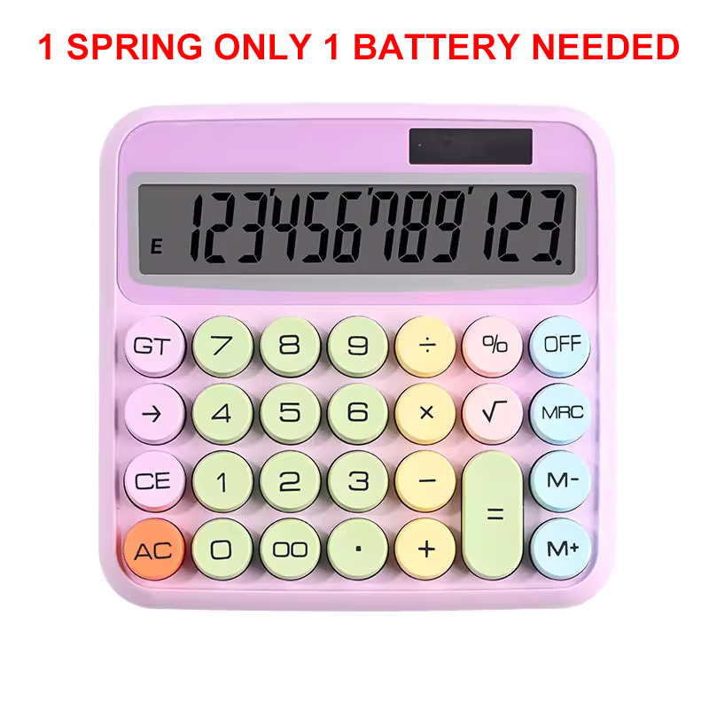 Large Screen Calculator With Solar Candy Color Mechanical With Kawaii ...