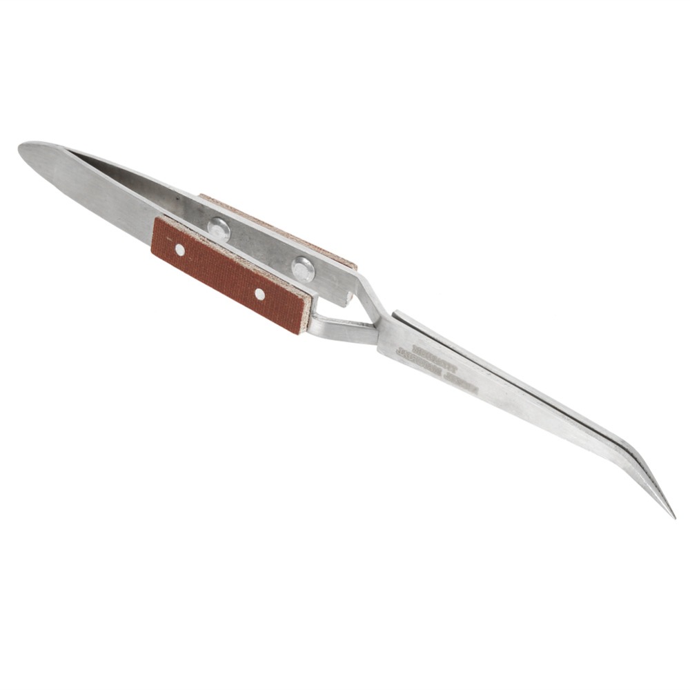 Precision Curved Tip Locking Tweezers Stainless Steel Selflock Cross ...