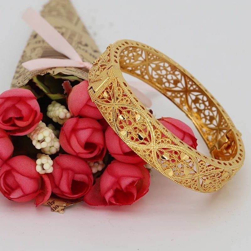 Arabic Saudi Bangles For Women 4pcs Indian Bracelet 24k Gold Color ...