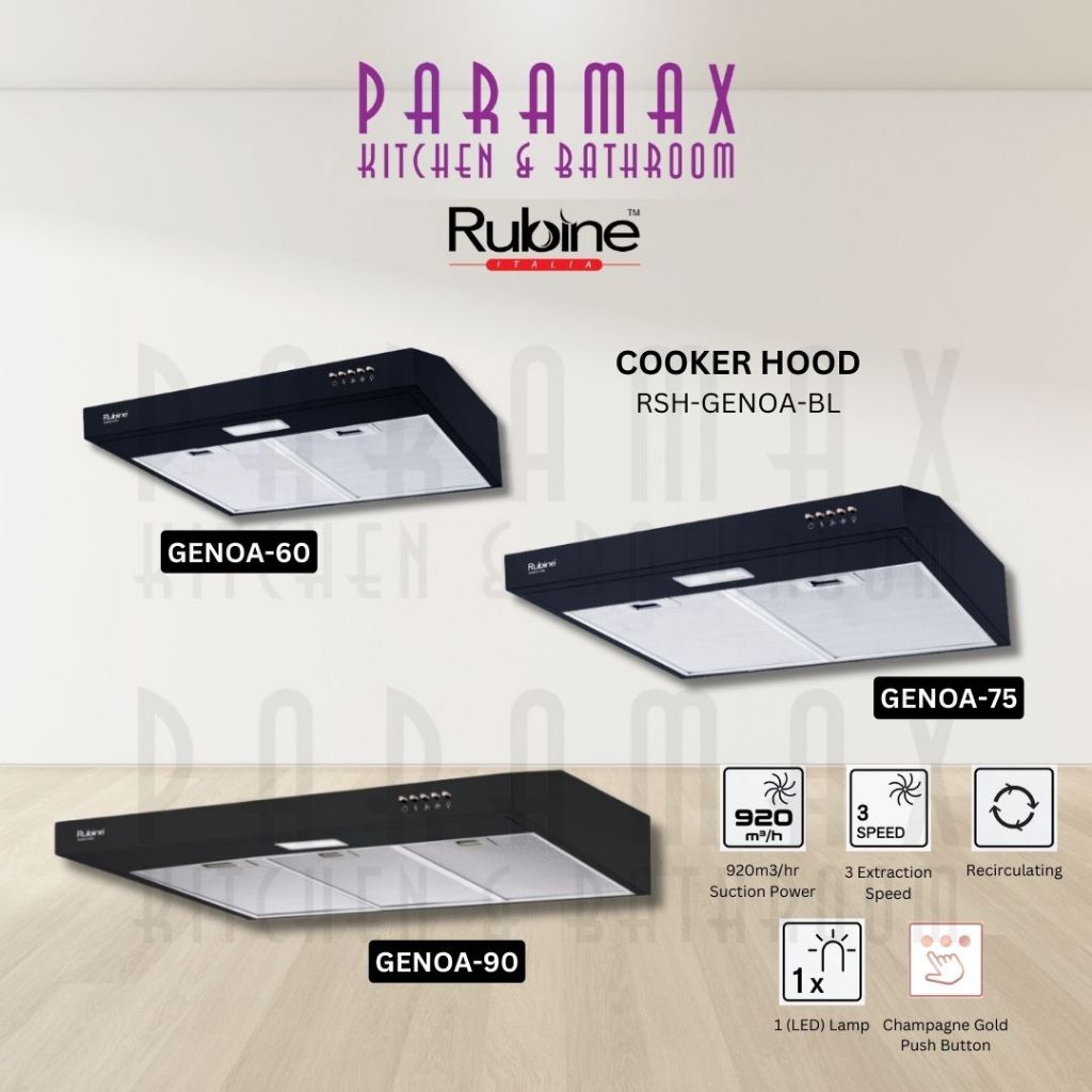 RUBINE Cooker Hood RSH-GENOA-60/75/90 Slim Cooker Hood | Lazada