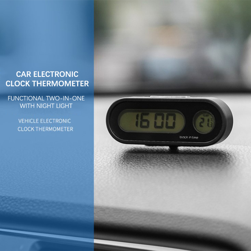 Mini Electronic Car Clock Auto Clocks Luminous Thermometer LCD Backlight Digital Display Car ...