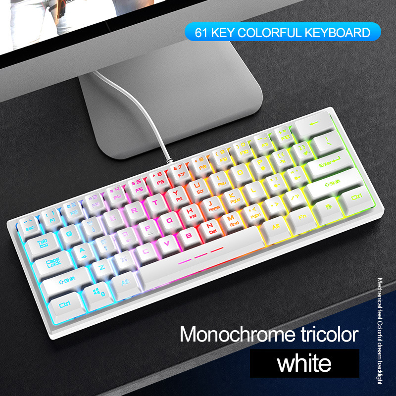 FIREWOLF Wired machanical feeling floating keyboard 61-key with gaming ...