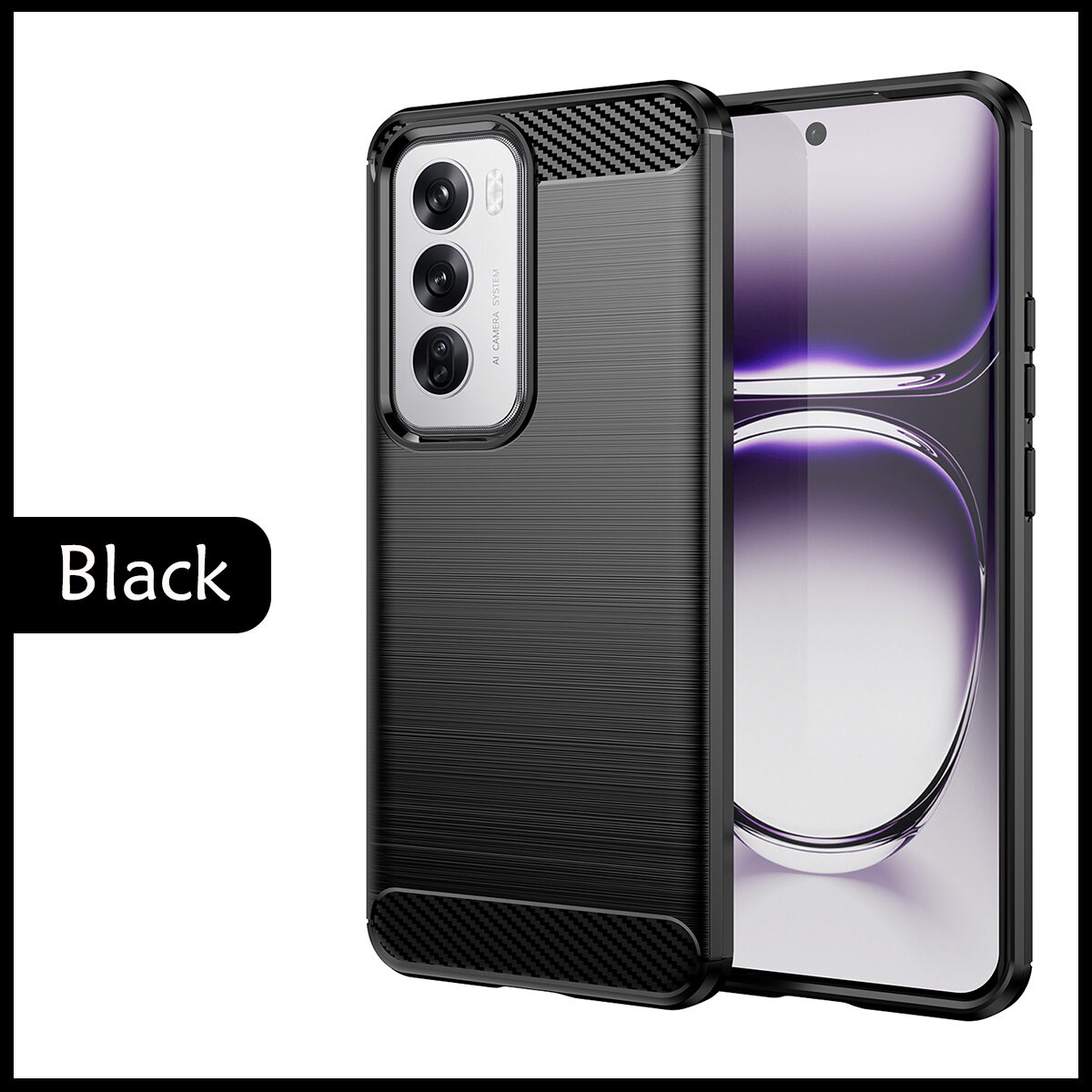 tzmar for Oppo Reno 12 Case Cover Carbon Fiber Brushed TPU Silicone ...