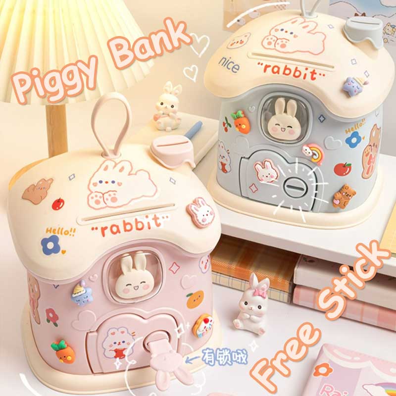 Kawaii Piggy Bank Lock Large Organizer Storage Box Cute Girls Gift Save ...