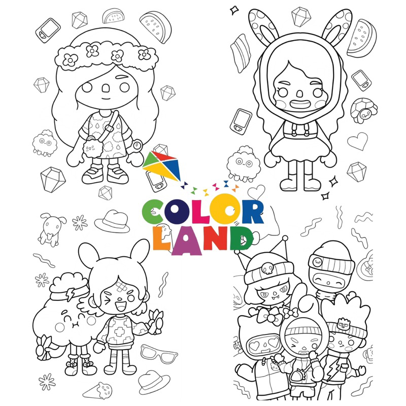 Toca Boca Life - Set 10 Tờ Tranh Tô Màu A4 A5 cho bé Dùng Màu Sáp, Màu Chì, Màu Nước - TRANH TÔ ...