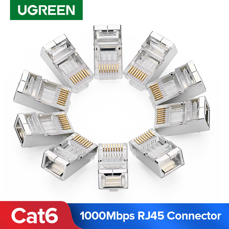 【7efc9af3】Ugreen Cat6 RJ45 Connector 8P8C Ethernet Cable Head Plug Gold ...