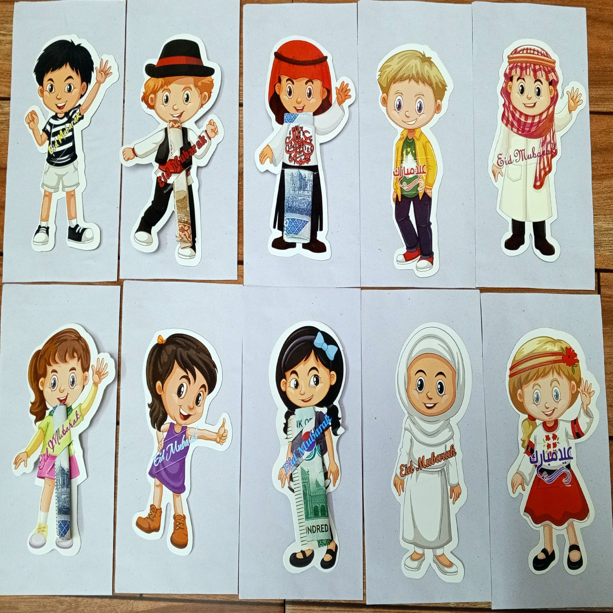 Kids Eidi Tuck card, Eid Mubarak Cards with Envelopes (Pack of 20 Mix ...