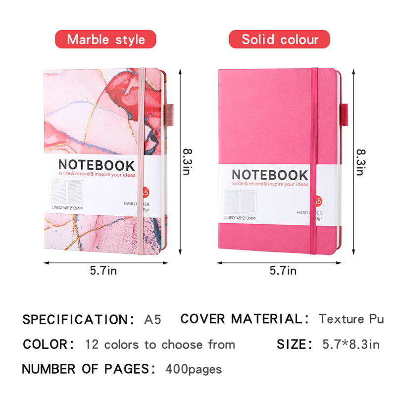 A5 Purpe Marble 400 Page Notebook Spiral Binder Inner Page Weekly ...