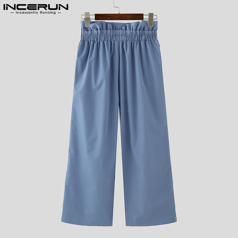 INCERUN Men's Deconstruct Design High Waist Casual Long Pants Wide Leg ...