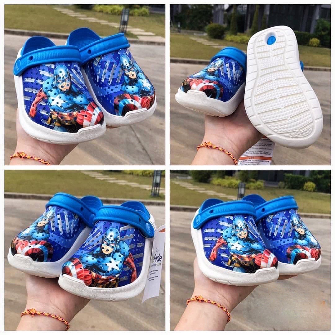 CROCS Captain America Kid รองเท้าลำลองเด็กCROCS ลายCaptain America นิ่ม ...