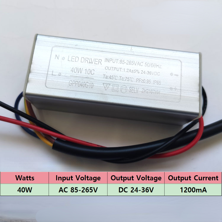 BIA LED Driver Power Supply, Isolated Constant Current High PF Lightning Protection Ballast, 40W ...