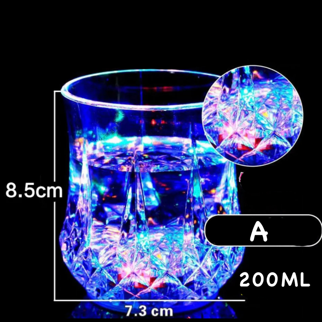 LED Light Up Water Cup Glass Mug Inductive Rainbow Colour Flashing ...
