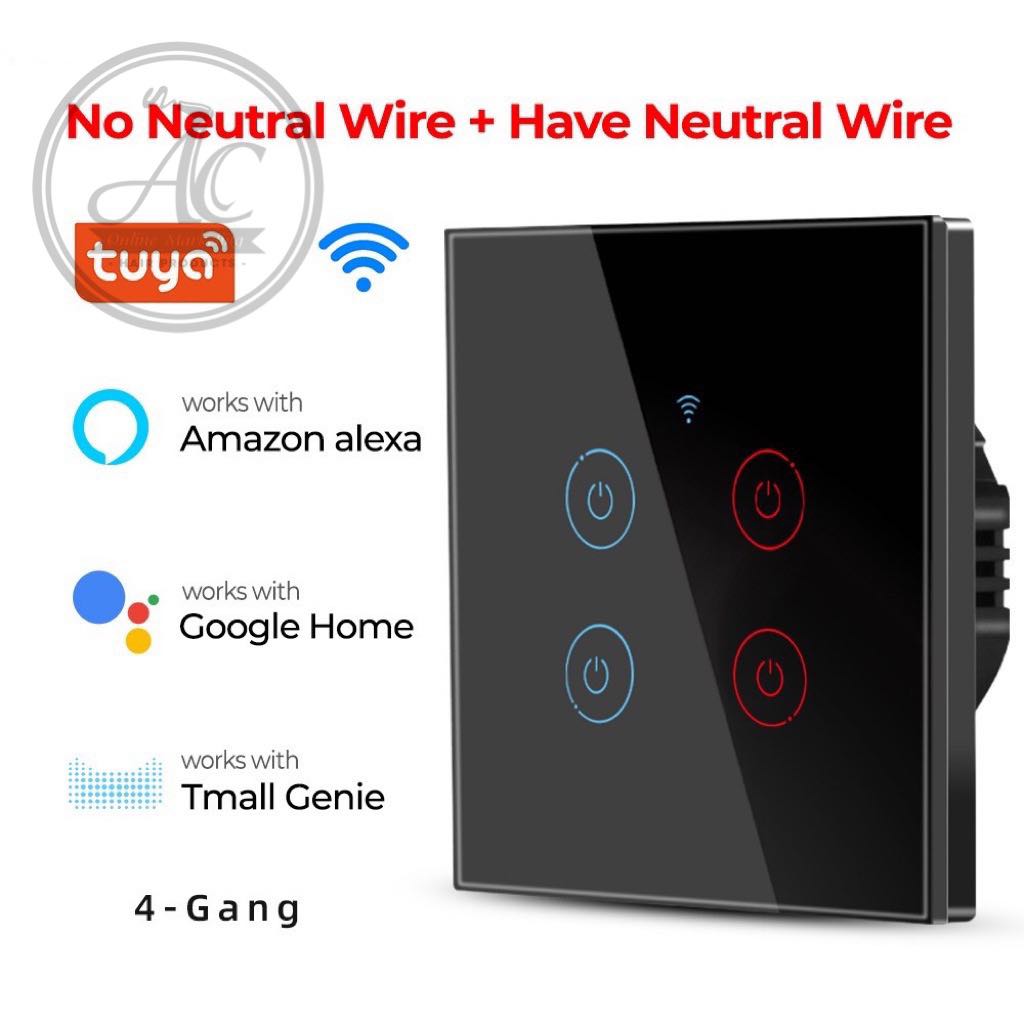 Tuya WiFi Touch Wall Switch Light No Neutral Wire and Neutral Wire 1,2 ...