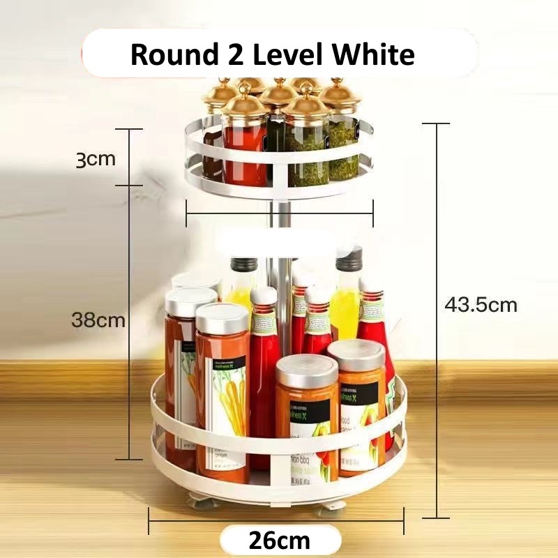 【ShopWithJoy】360° Rotating Kitchen Rack Rak Rempah Seasoning Storage ...