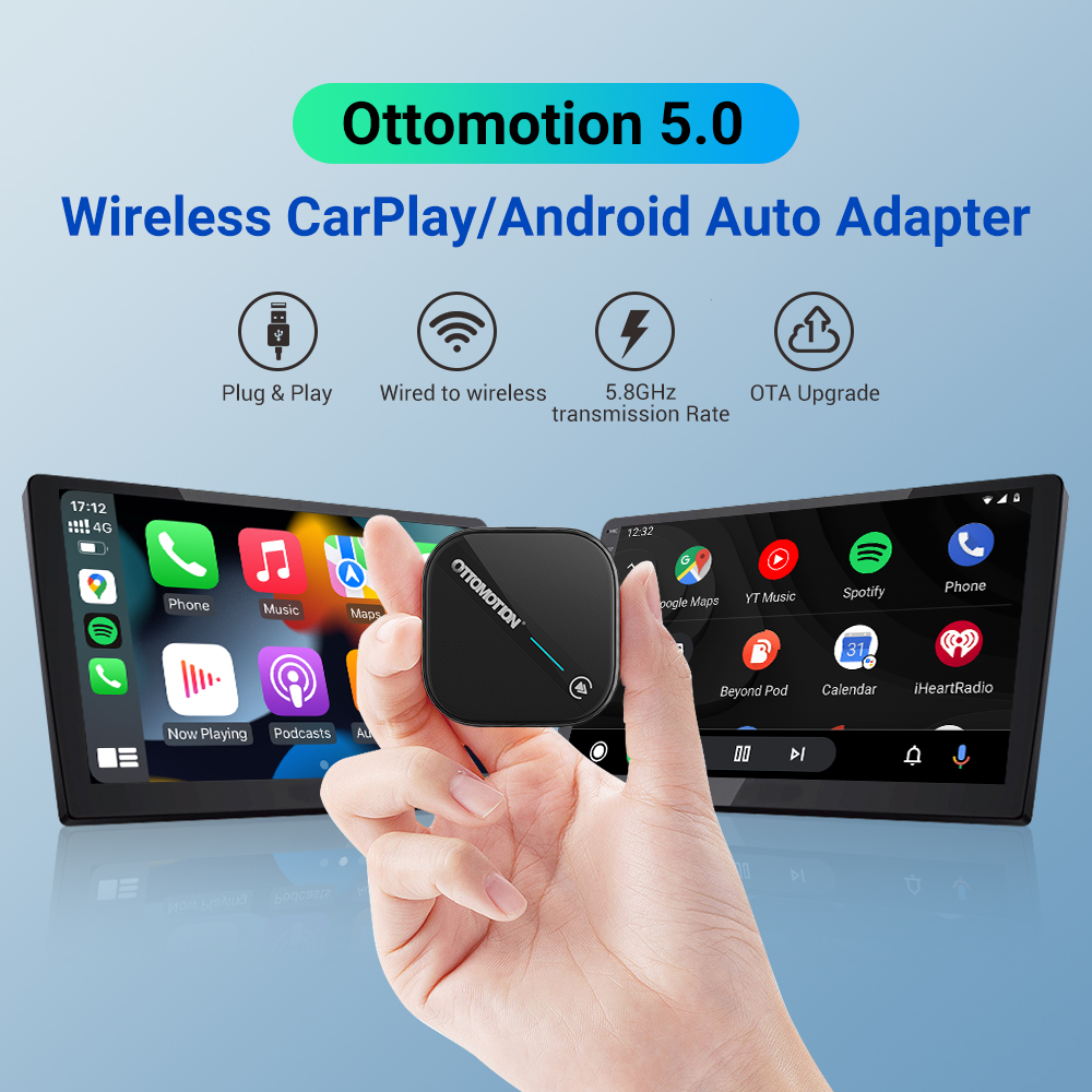 Wired to Wireless Android Auto CarPlay Adapter 5.0 Apple Car Play ...