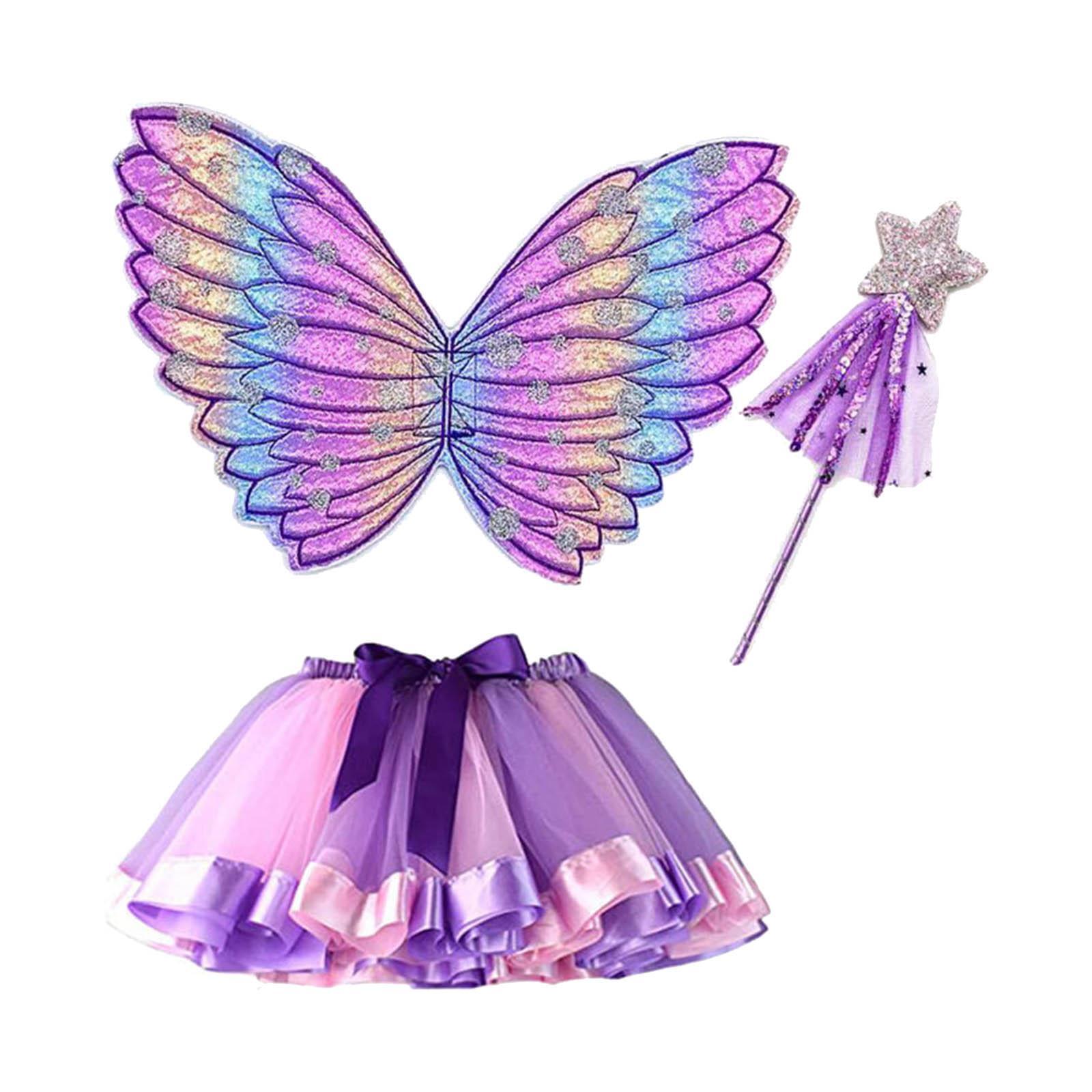 Deluxe Girls Butterfly Wing Costume Fancy Dress up Fairy Princess Kids ...
