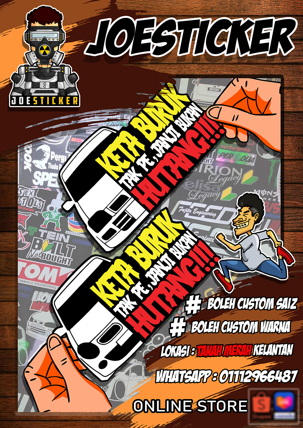 STICKER KETA BURUK (KANCIL PETAK & BULAT) SAIZ 3.5X6.5 INCI | Lazada