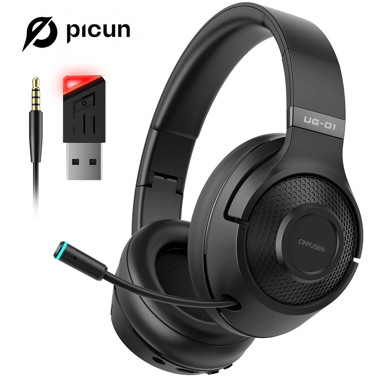 Picun CINPUSEN UG01 2.4Ghz Wireless Bluetooth Headset for PS5 PS4 PC ...