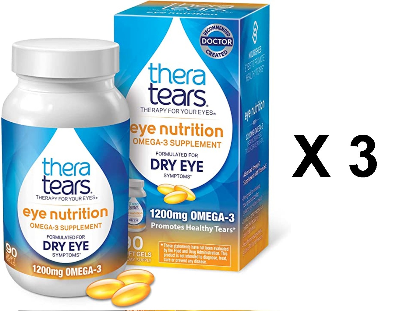 TheraTears Thera Tears Eye Nutrition 1200mg Omega-3 Supplement (90 Soft ...