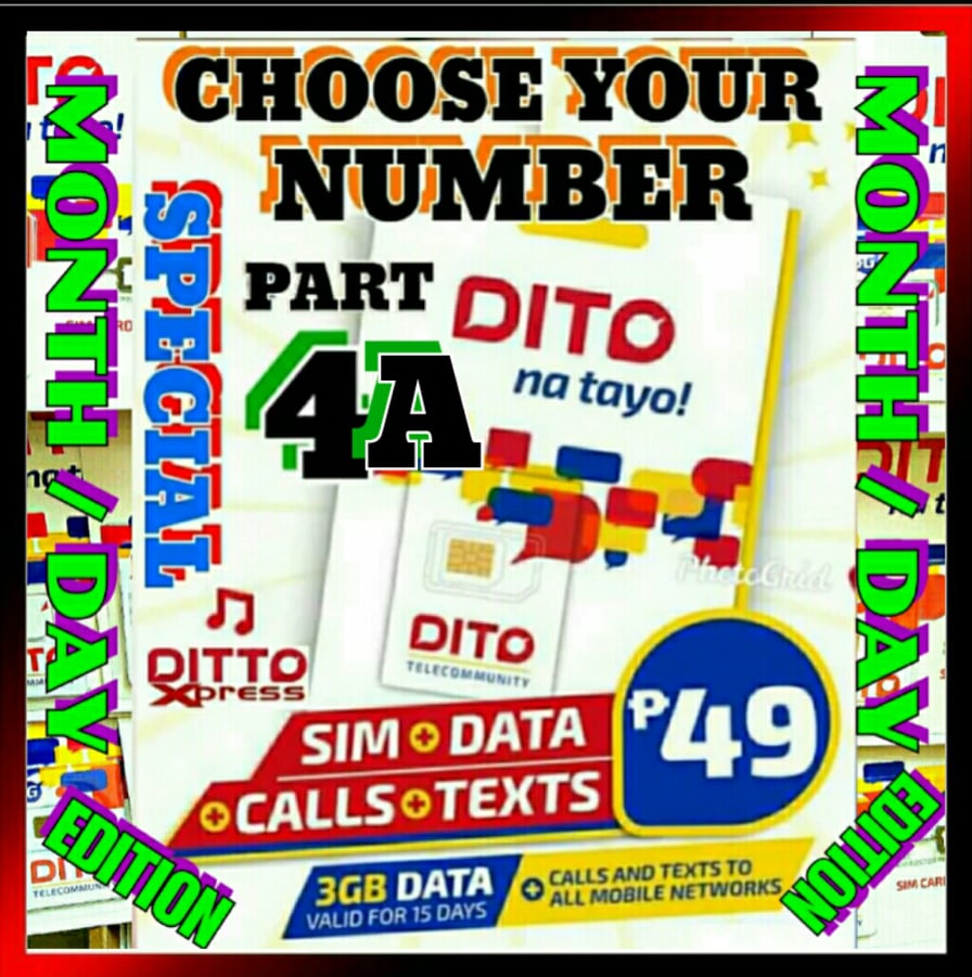 Dito Sim Card 5G CHOOSE YOUR NUMBER (Part 4A) Month/Day Edition w/ 3GB ...