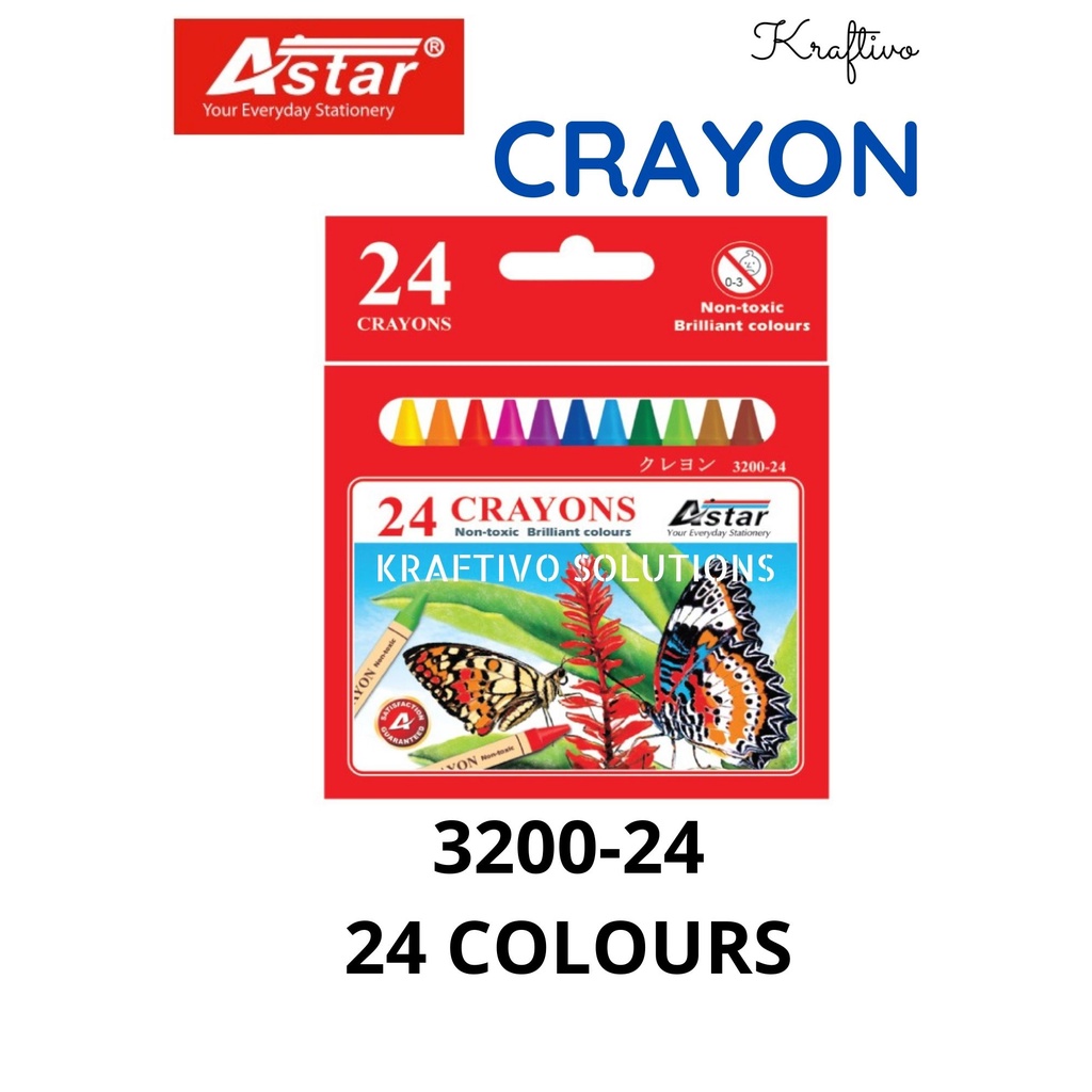 [ ASTAR ] NON TOXIC BRILLIANT COLOURS CRAYONS / 12 COLOURS / 24 COLOURS ...