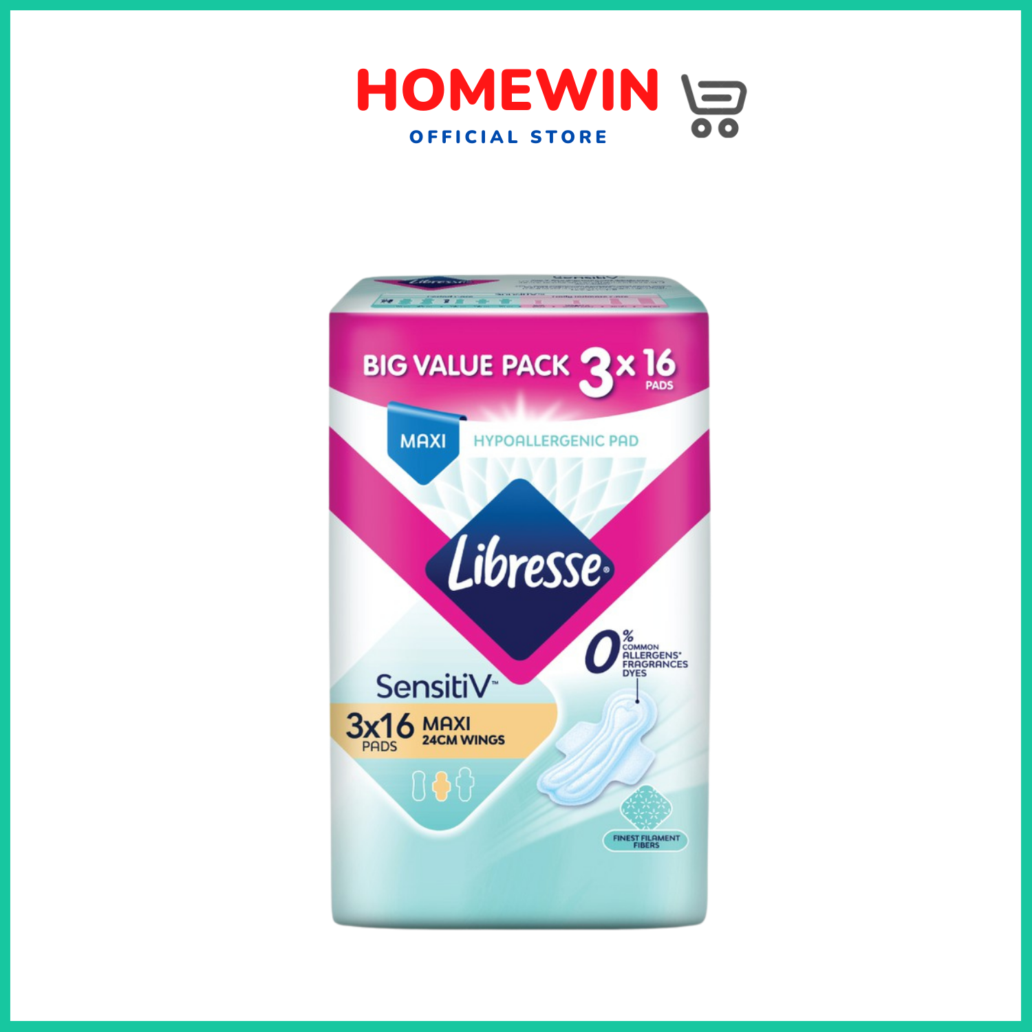Libresse SensitiV Maxi Wings 24cm (3 x 16 Pads) | Lazada
