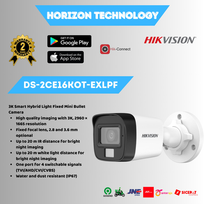 Hikvision DS-2CE16K0T-EXLPF 5MP Dual Light Fixed Mini Bullet Camera | Lazada Indonesia
